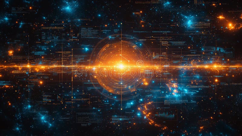 Abstract Data Stream. Digital Network Glow. Glowing Information Flow. Futuristic System ...