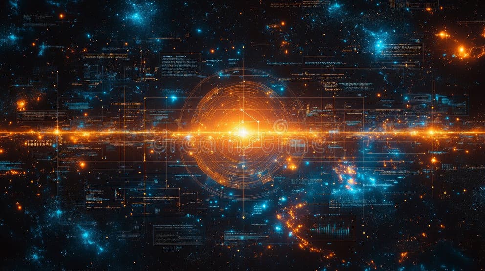 Abstract Data Stream. Digital Network Glow. Glowing Information Flow ...