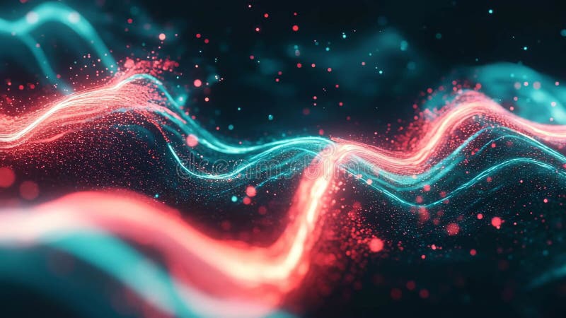 Abstract Data Stream Light Waves Neon Background Stock Video - Video of ...