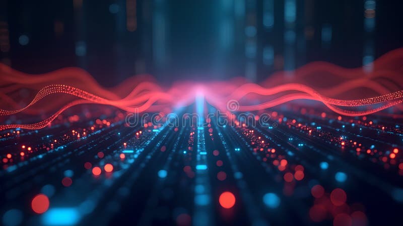 Abstract Data Stream with Red and Blue Lights Stock Illustration ...
