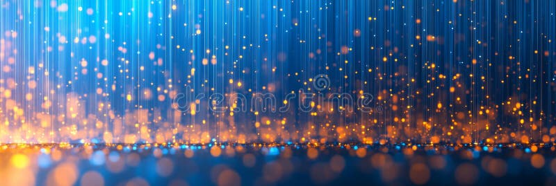 Abstract Data Stream Shimmering Lines and Bokeh Effect, Blue and Orange ...