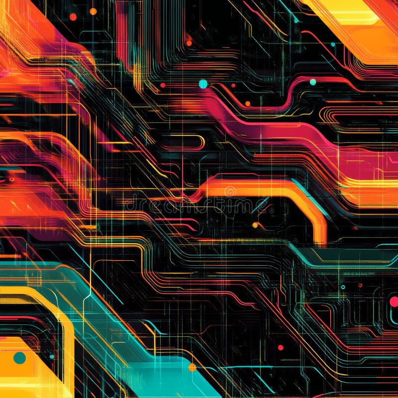 Abstract Data Stream with Vibrant Colors and Technological Patterns for ...