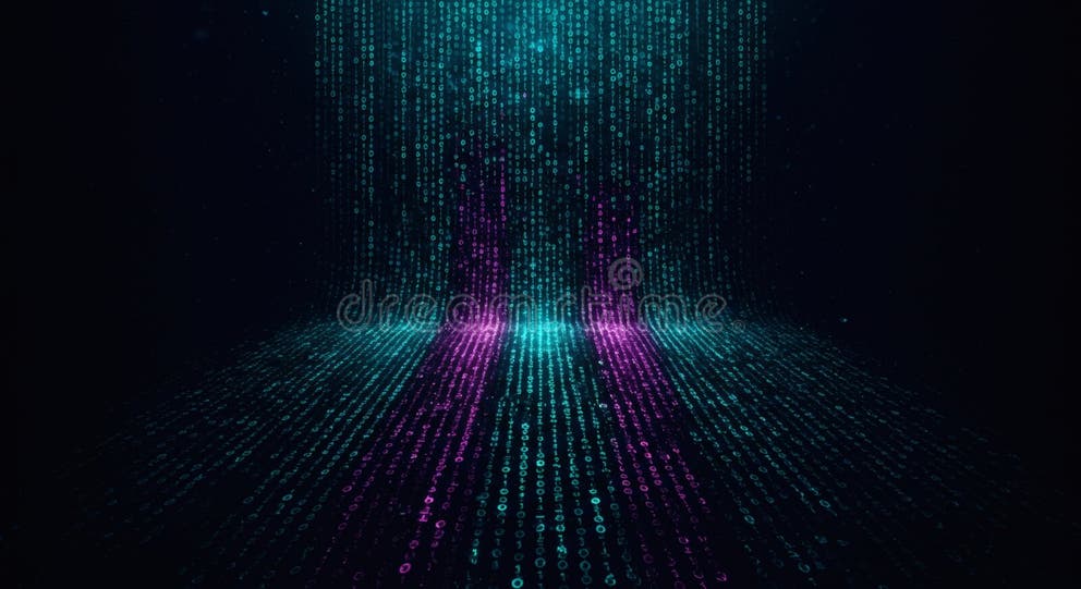 Abstract Data Stream Visualization with Binary Code and Color Accents Stock Illustration ...