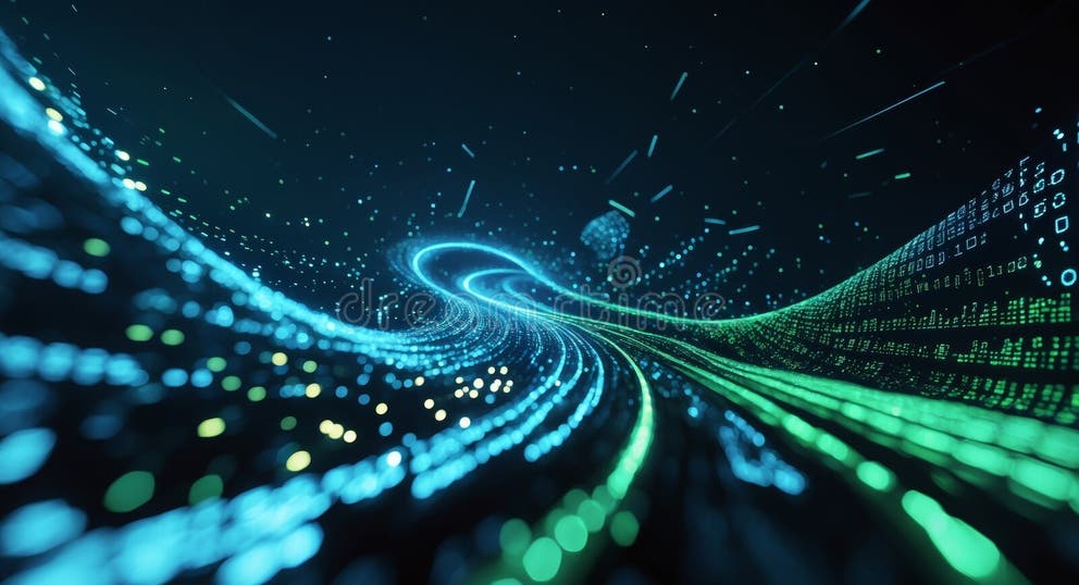 Abstract Data Stream Visualization. Binary Code and Luminous Particle Flow. Stock Photo - Image ...