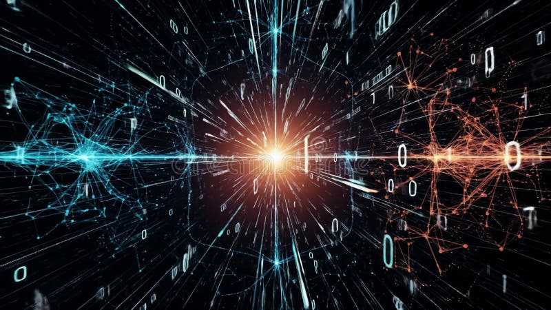 Abstract Data Stream Visualization with Binary Code and Network Connections Stock Video - Video ...