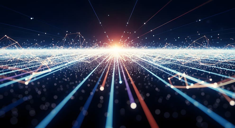 Abstract Data Stream Visualization with Glowing Lines and Geometric ...