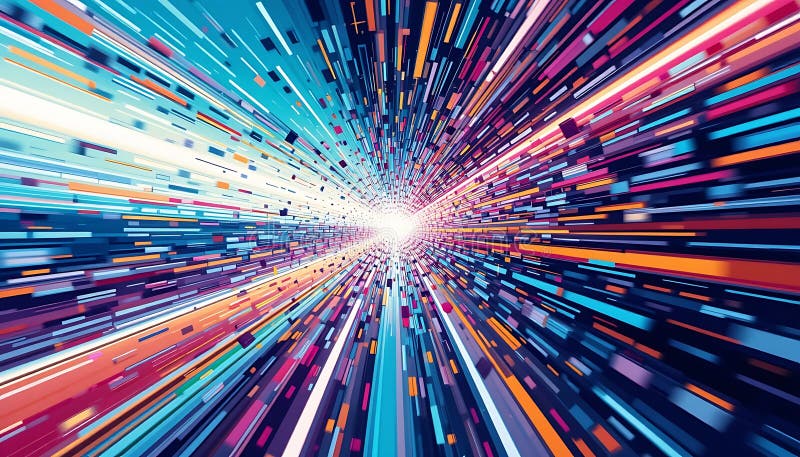 Abstract Data Stream Visualization with Light Speed Effect Background ...