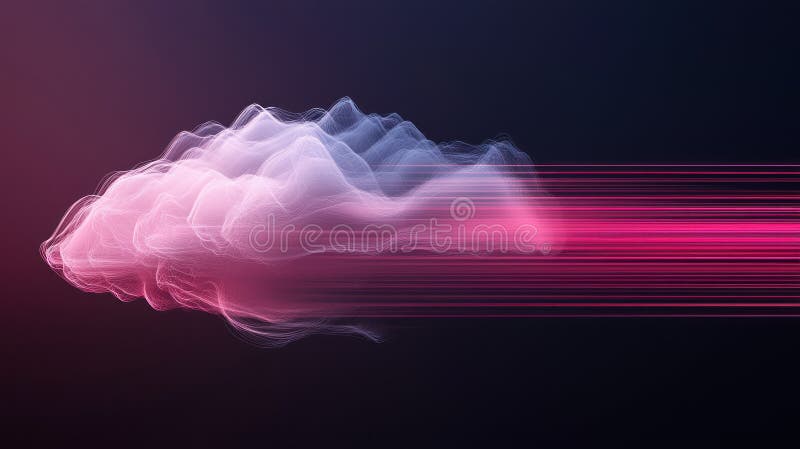 Abstract Data Streams Form Cloud with Light Rays, Creating Futuristic ...