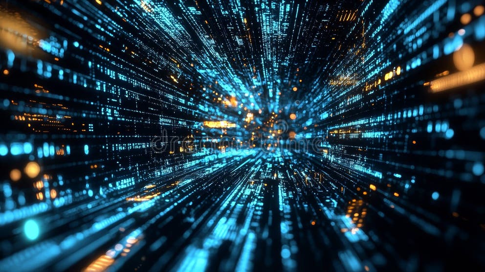 Abstract Data Streams in a Futuristic Digital Matrix Stock Photo ...