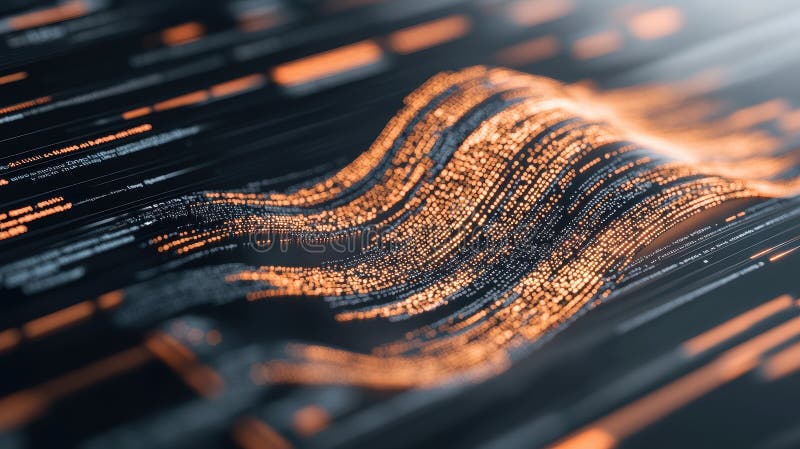 Abstract Data Streams Wave Across Dark Backdrop Representing Neural Networks Computing Analysis
