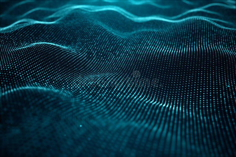 Abstract Data Technology. Digital Landscape with Particles, Dots ...