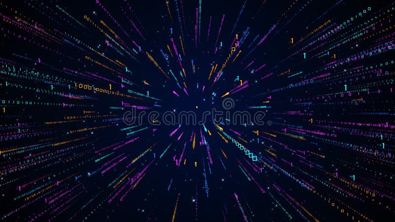 Abstract Data Transfer Blue Purple Orange Shiny Binary Digital Number ...