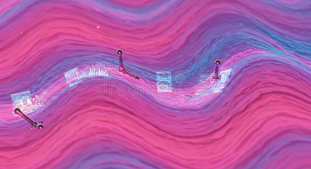 Abstract Data Visualisation on Wavy Pink Surface with Holographic Pins ...