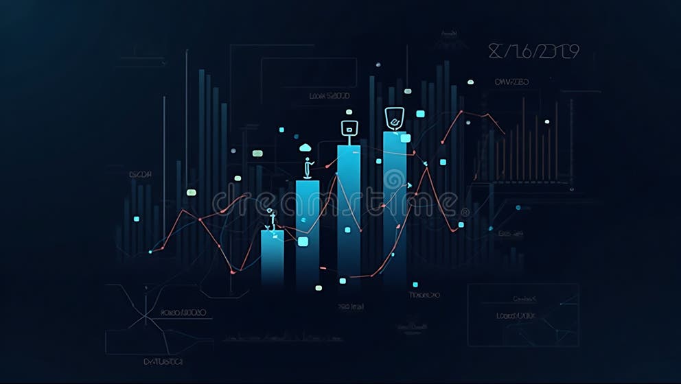 Abstract Data Visualization with Bar Graphs and Line Charts Showing ...