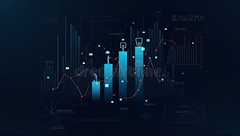 Abstract Data Visualization with Bar Graphs and Line Charts Showing Growth and Trends in a ...