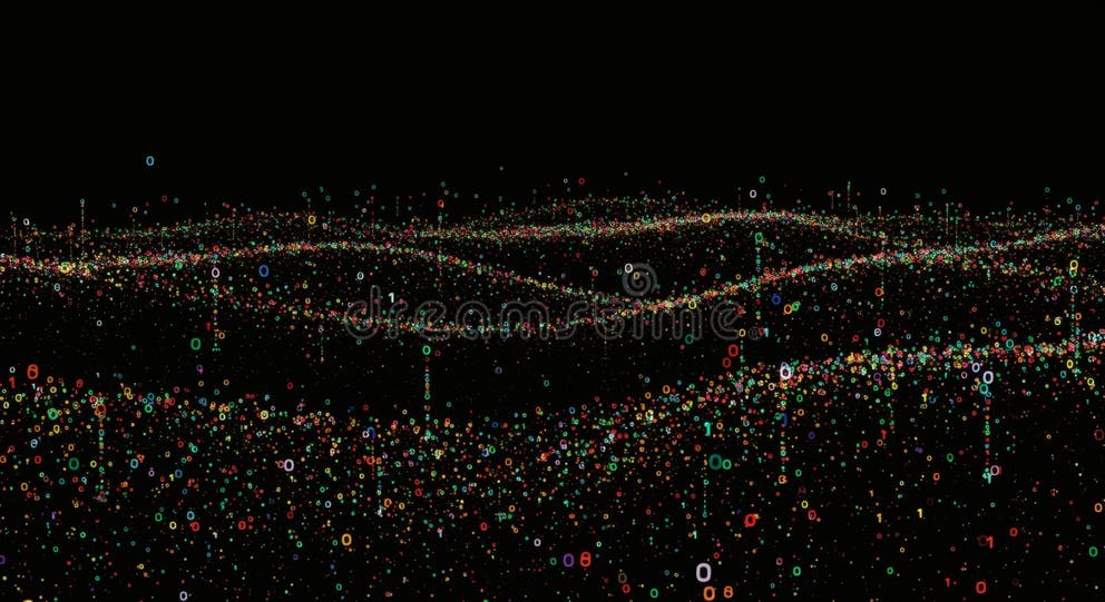 Abstract Data Visualization with Binary Code and Digital Flow Stock ...