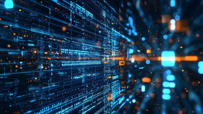 Abstract Data Visualization of Blue and Orange Lights Stock Photo - Image of lights, innovation ...