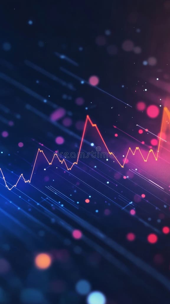 Abstract Data Visualization with Bright Graph and Colorful Lights Stock Illustration ...