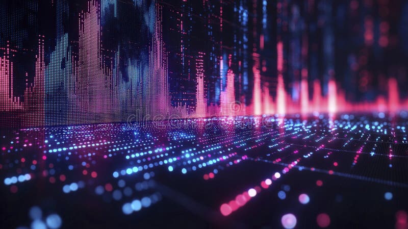 Abstract Data Visualization with Colored Audio Peaks Stock Illustration ...