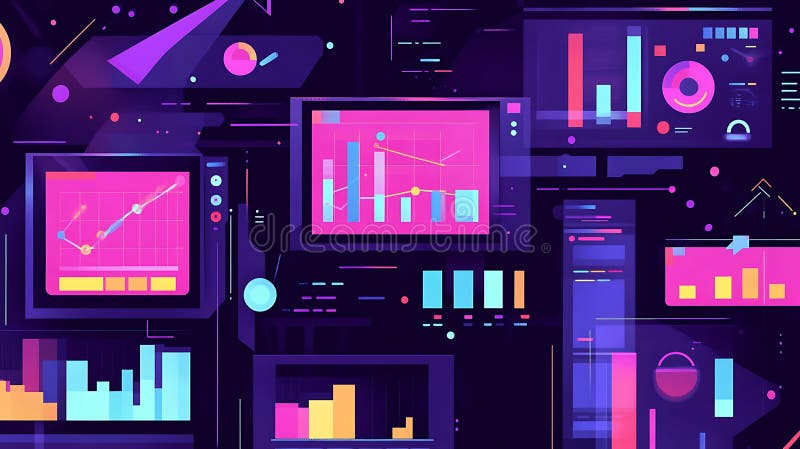 Abstract Data Visualization Colorful Charts and Graphs Stock Illustration - Illustration of ...