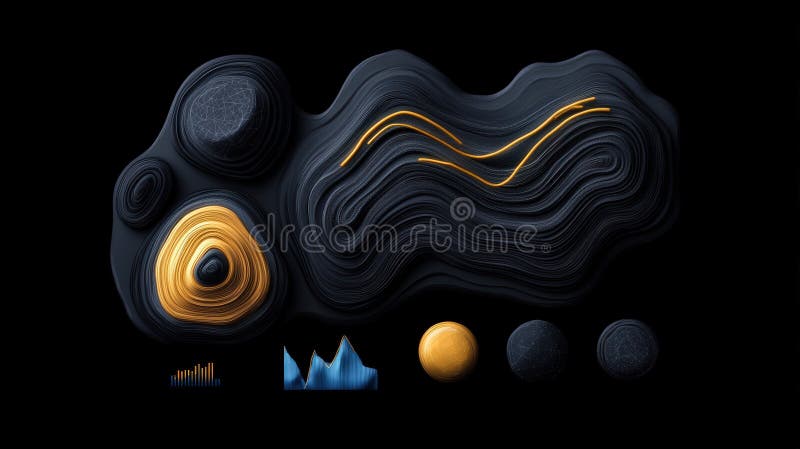 Abstract Data Visualization with Curves Textures and Charts Black ...