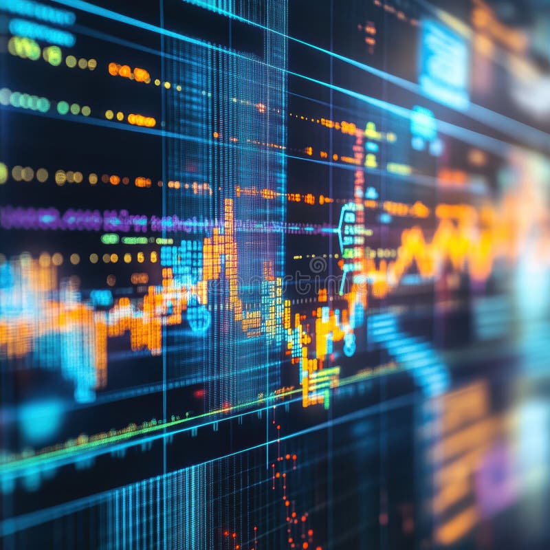 Abstract Data Visualization on Digital Display Stock Illustration ...