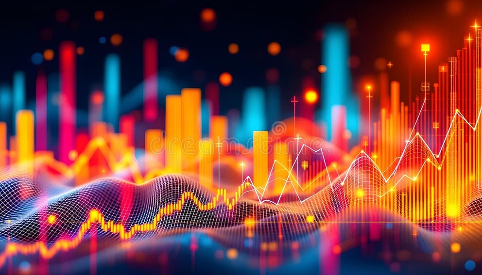 Abstract Data Visualization With Dynamic Charts And Graphs Stock