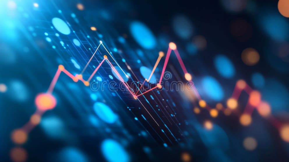 Abstract Data Visualization with Dynamic Lines and Glowing Points Stock ...