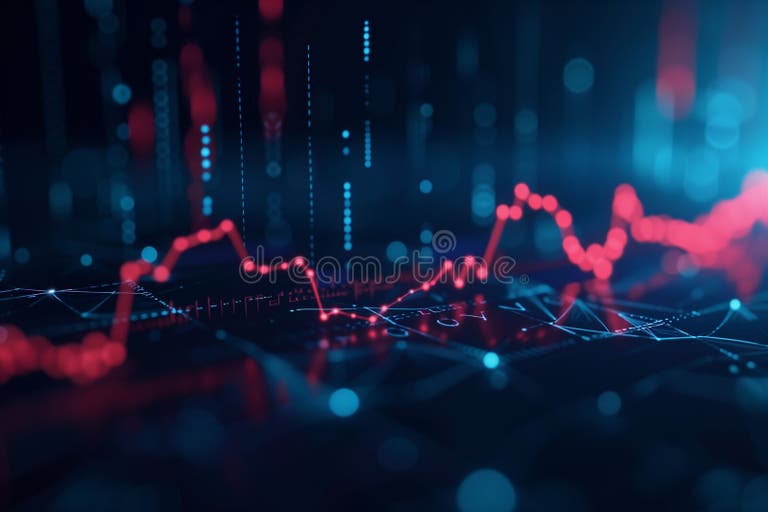 Abstract Data Visualization with Dynamic Red and Blue Graph Lines ...