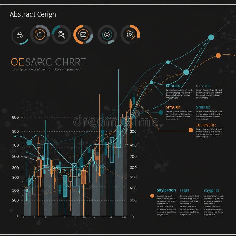 Abstract Data Visualization Features a Combination of Bar and Line ...