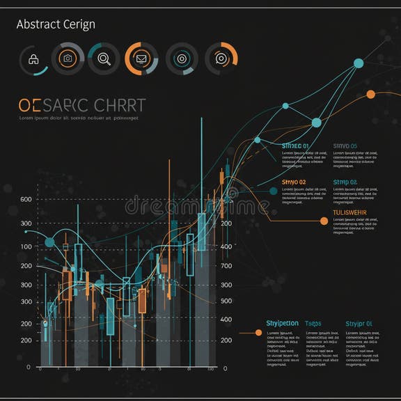 Abstract Data Visualization Features a Combination of Bar and Line ...