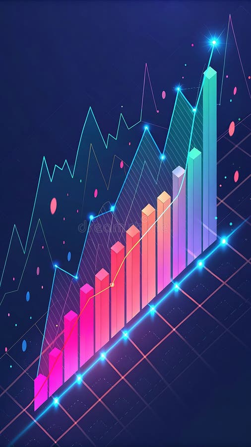 Abstract Data Visualization: Futuristic Graph Showing Upward Growth ...