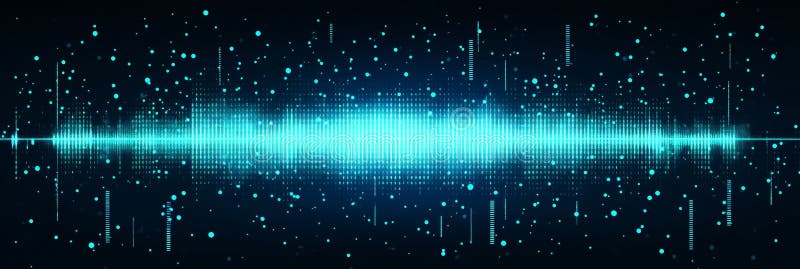 Abstract Data Visualization Glowing Cyan Pulse Wave on Navy Blue ...