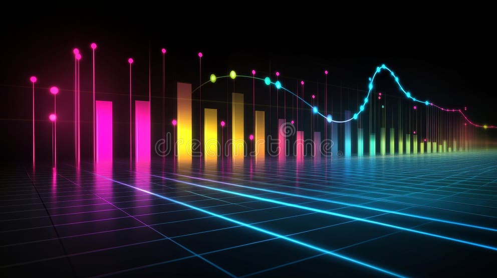 Abstract Data Visualization Gradient Spectrum Bar Graph, Vibrant Line ...