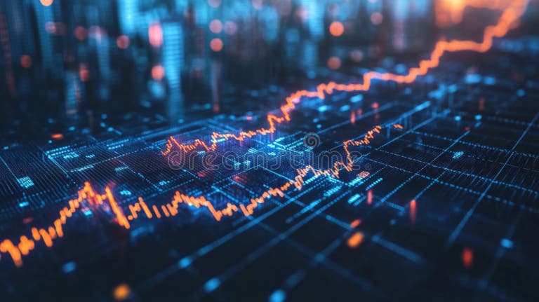 Abstract Data Visualization Graph with Glowing Lines Stock Illustration ...