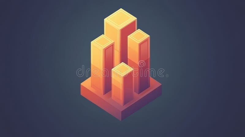 Abstract Data Visualization in Isometric Form Illustrating Growth Stock ...