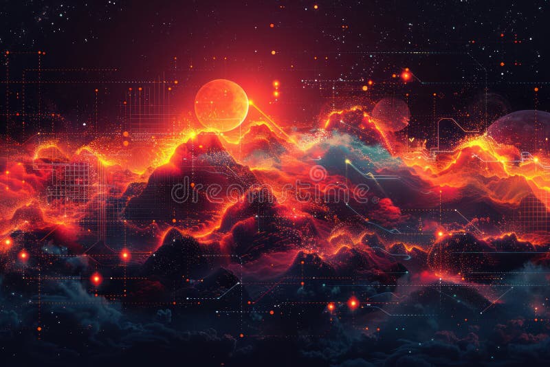 Abstract Data Visualization Landing Page Wallpaper Stock Illustration ...