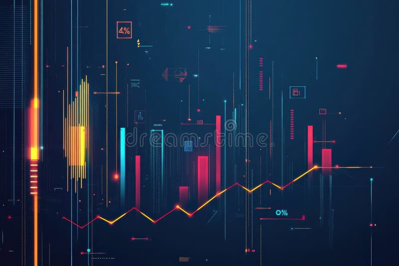Abstract Data Visualization With Line Graph And Bars Stock Illustration Illustration Of Growth