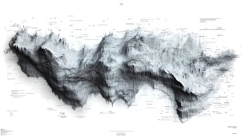 Abstract Data Visualization Mountainous Terrain Stock Illustration ...