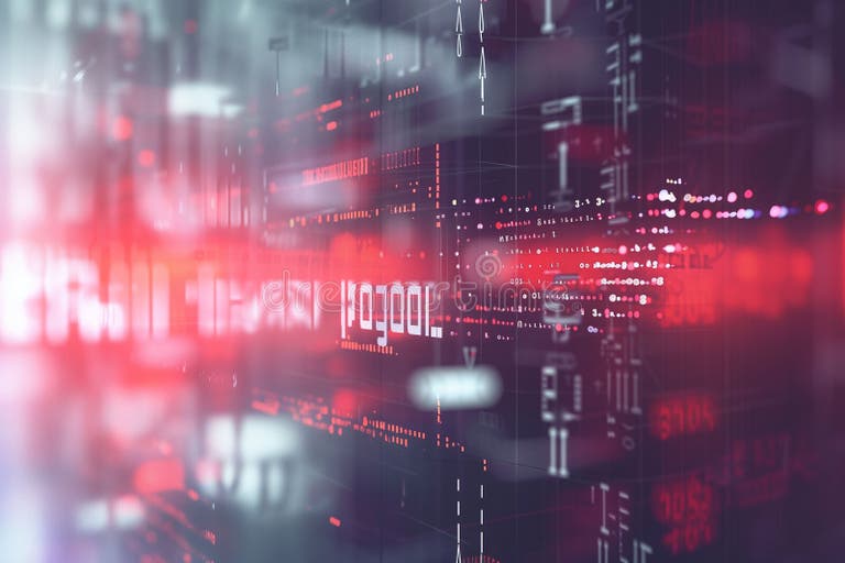 Abstract Data Visualization with Red and Black Patterns in a Digital ...