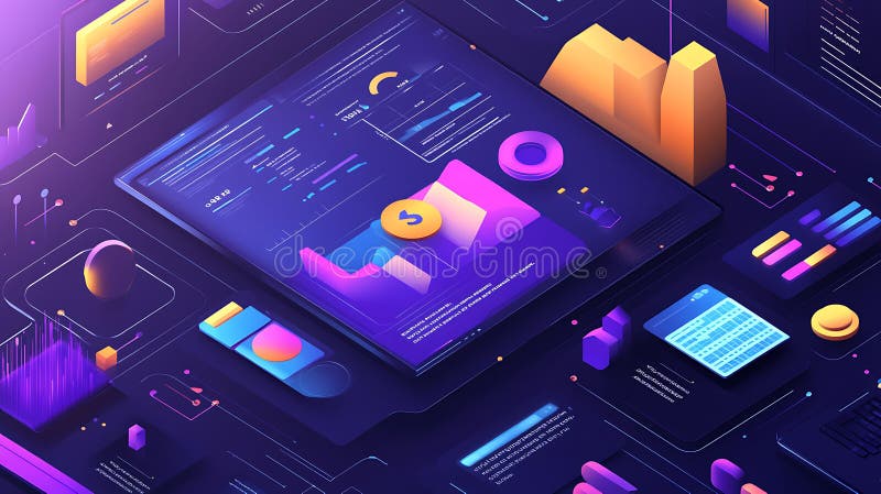 Abstract Data Visualization Shows Dynamic Information Graphics Stock Illustration Illustration