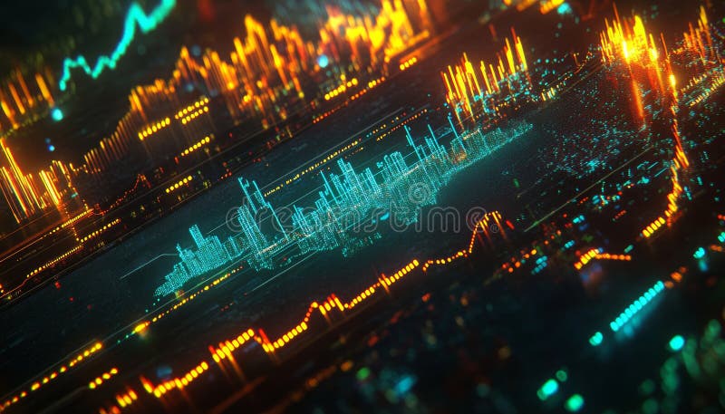 Abstract Data Visualization with Skyline and Line Graphs Ultra Detailed ...