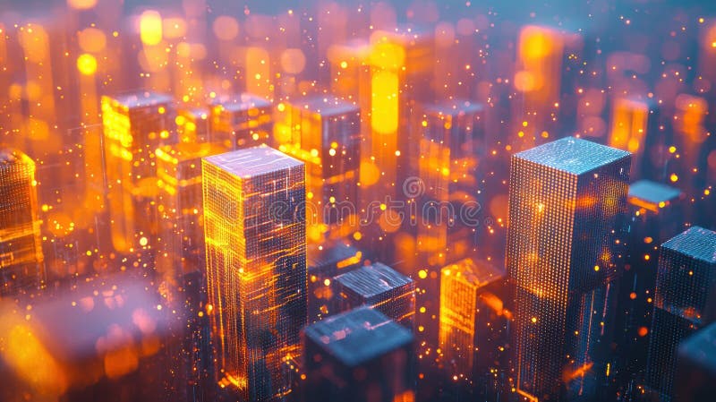 Abstract Data Visualization of Urban Landscape Stock Illustration ...