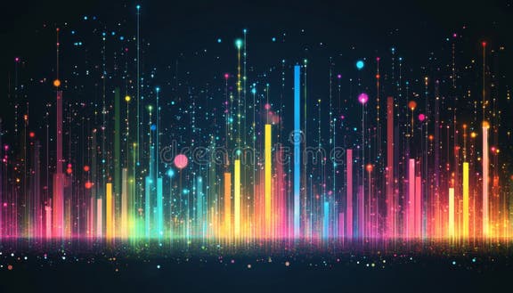 Abstract Data Visualization Vibrant Bar Graph And Line Chart Technology Data Background Stock