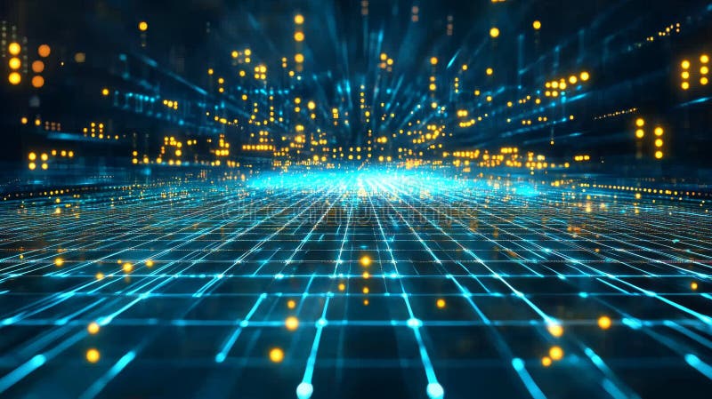 Abstract Data Visualization Vivid Graph Lines Connected Nodes Network Pattern Perspective