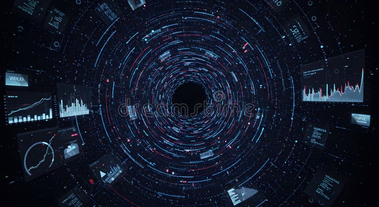 Abstract Data Vortex: Digital Tunnel of Information and Technology Stock Illustration ...