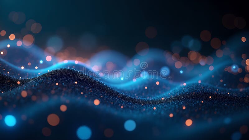 Abstract Data Wave with Glowing Particles in Blue Stock Illustration ...
