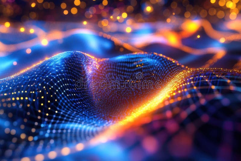 Abstract Data Wave: Network, Digital, Grid, Connection, Flow ...