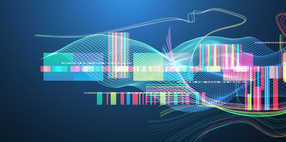 Abstract Data Waveform Background with Dynamic Lines, Grids, and Color ...