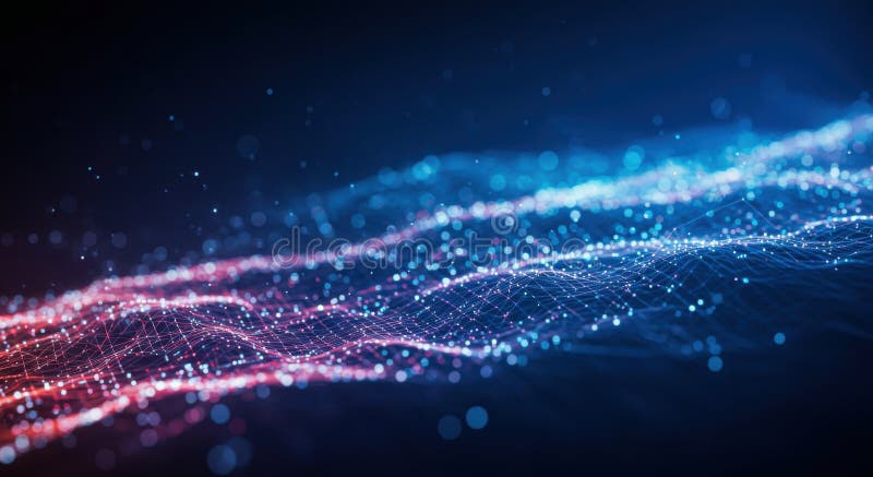 Abstract Data Waves. Blue and Red Nodes, Neural Network Stock ...